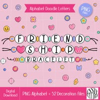 Friendship Bead Bracelet SVG, Alphabet Bead, Doodle Letters, Doodle ...
