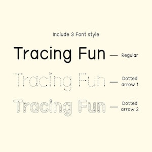 Tracing Fun Font, Student Font, Arrow Guide Font, Tracing Font, Bundle ...