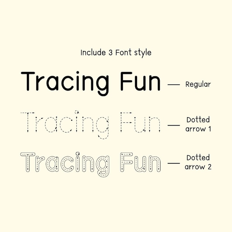 Tracing Fun Font, Student Font, Arrow Guide Font, Tracing Font, Bundle ...