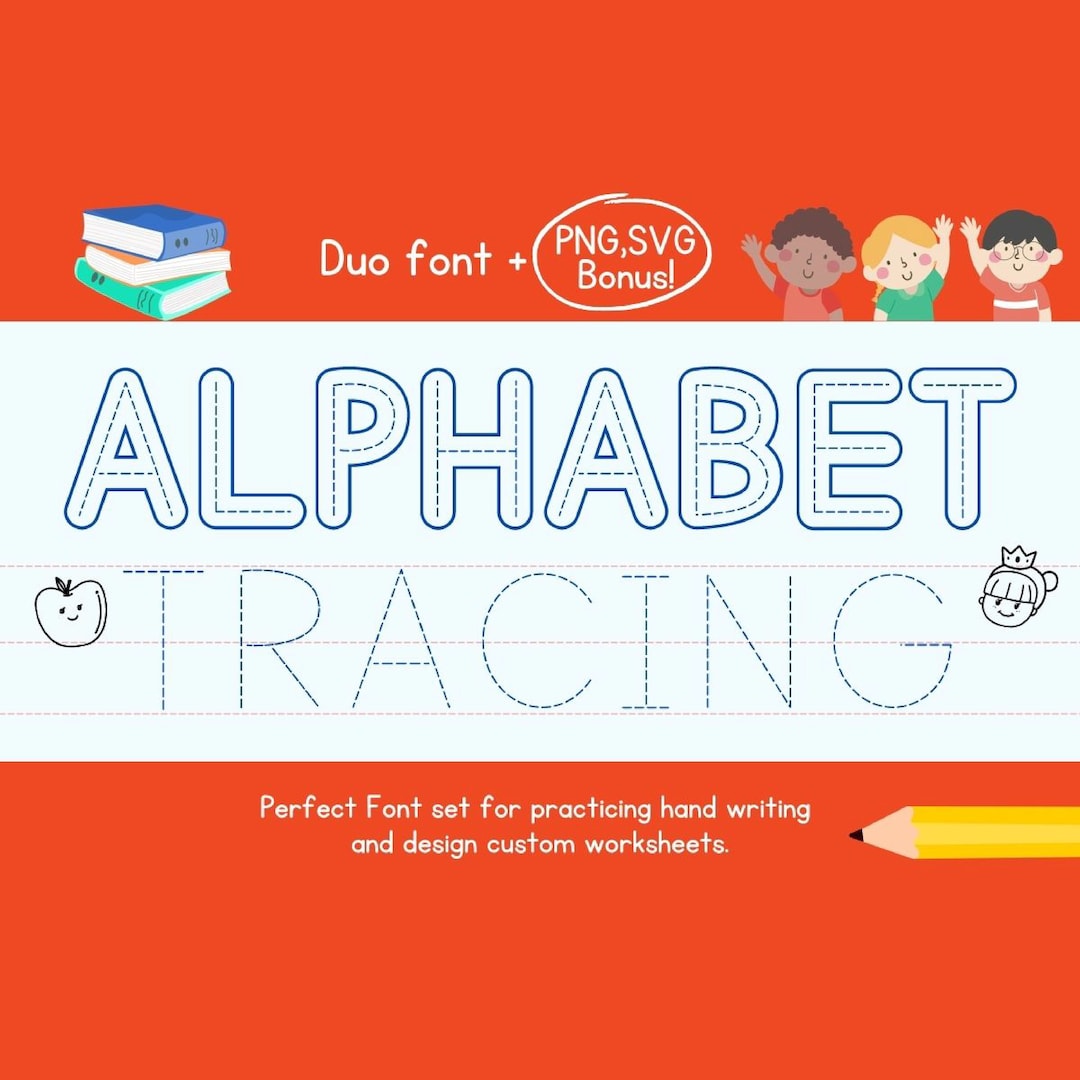 Alphabet Tracing Font, Tracing Font, Duo Font, School Font, Handwriting ...