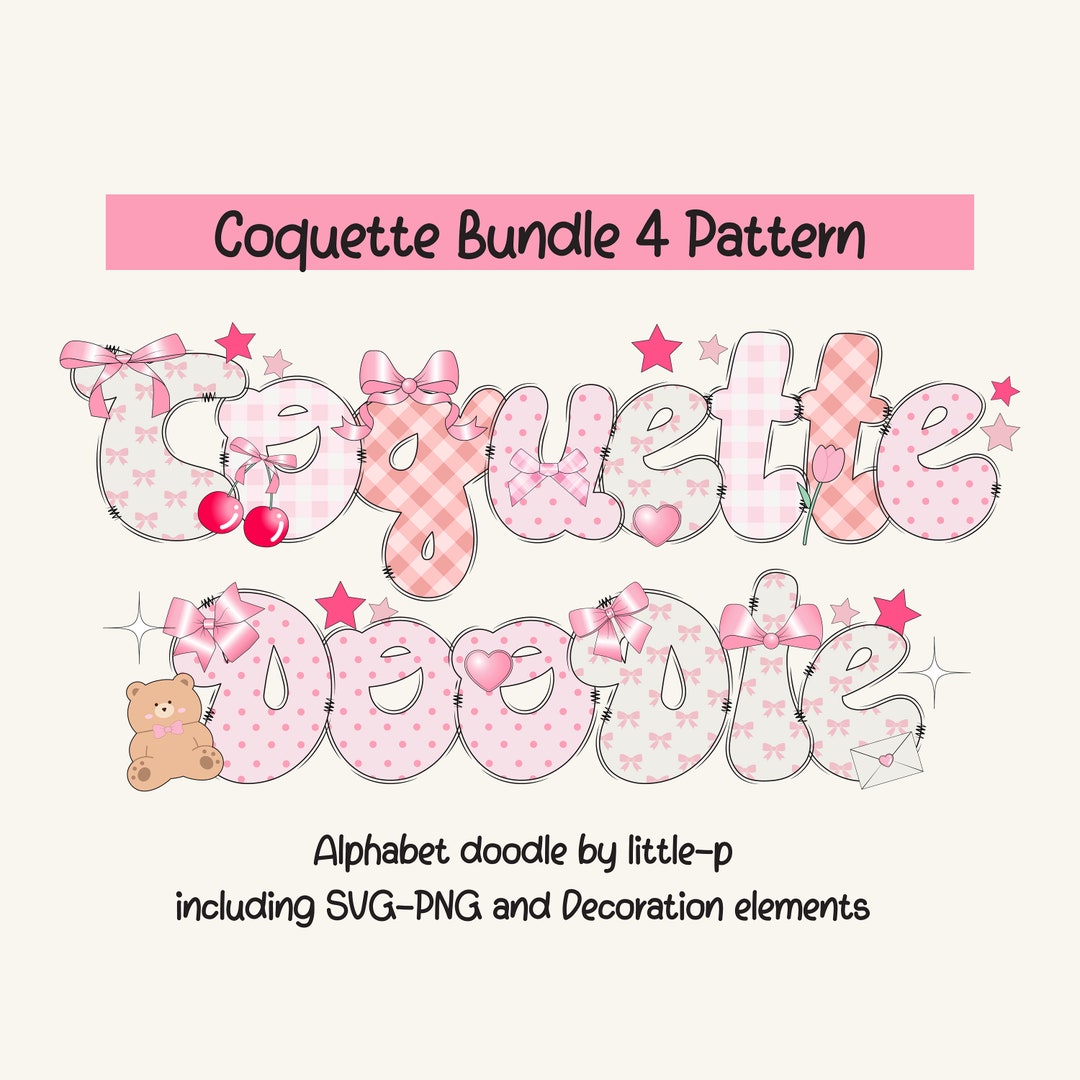Coquette Alphabet, PNG Alphabet, SVG Alphabet, Alphabet Bundle, Clip ...