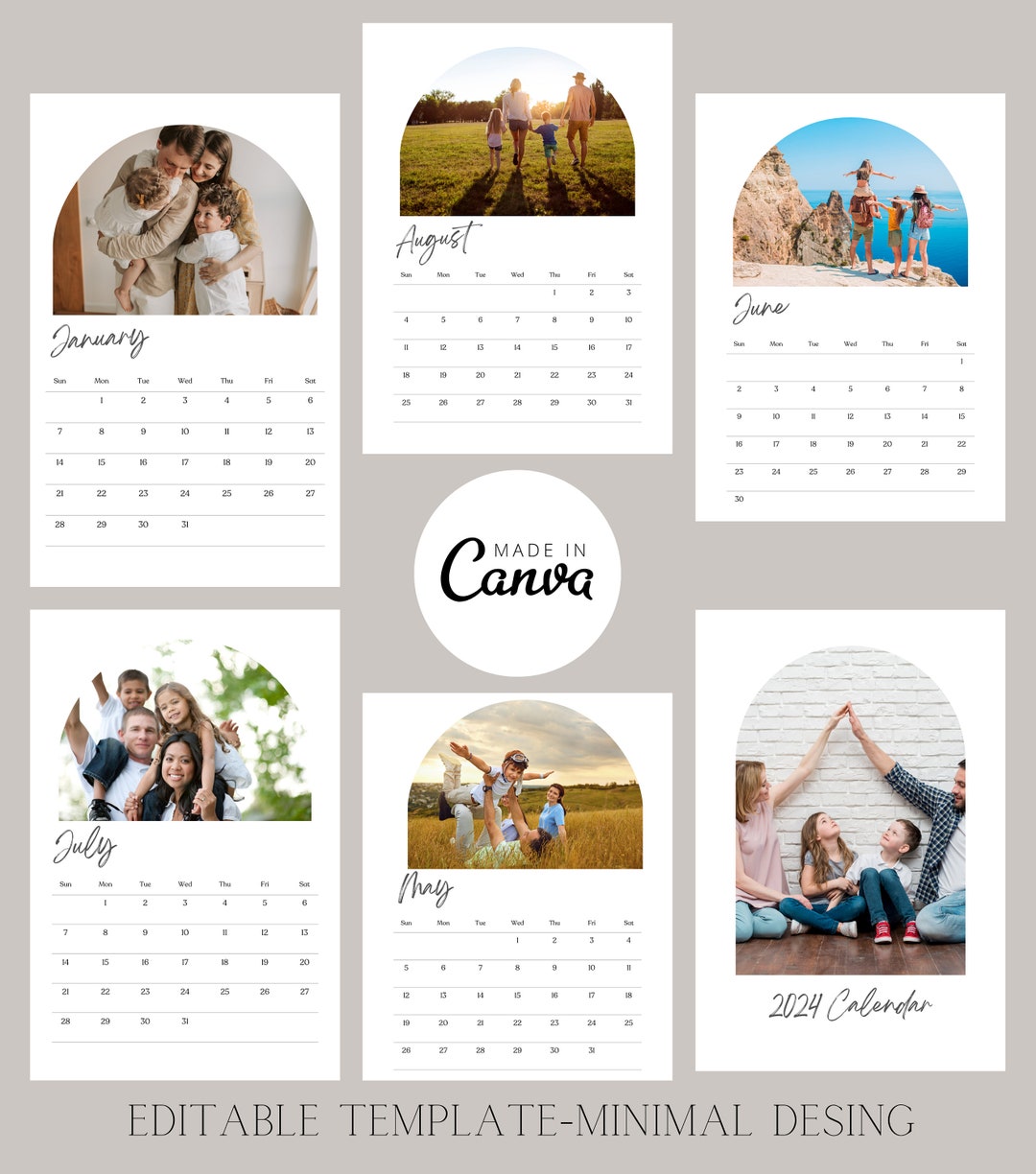 Personalised 2024 Family Photo Calendar Printable DIY Gift - Etsy UK