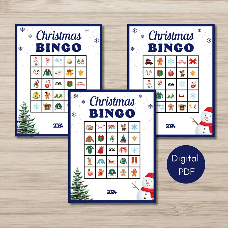 Christmas Bingo Game With 30 Unique Bingo Cards, Kids' Christmas ...