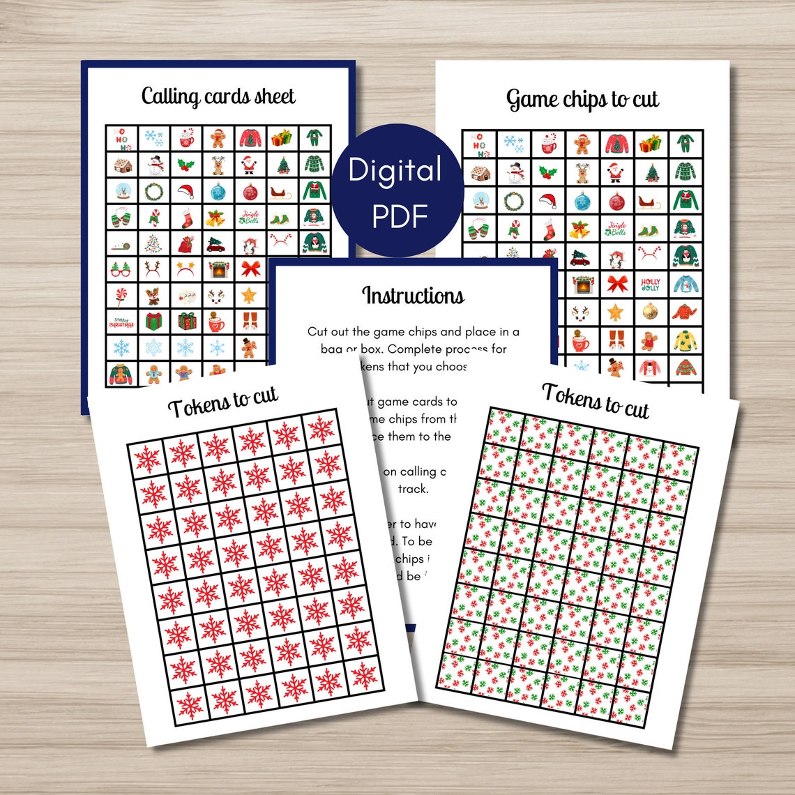 Christmas Bingo Game With 30 Unique Bingo Cards, Kids' Christmas ...