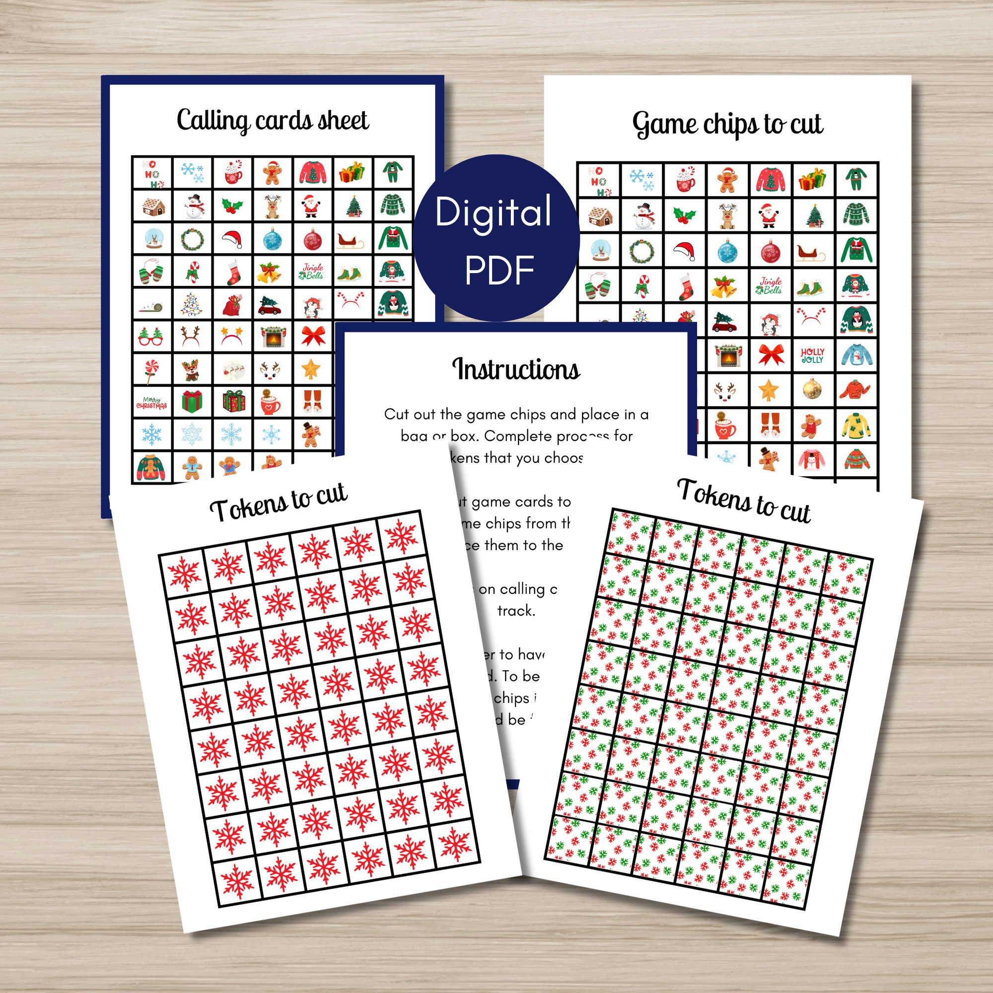 Christmas Bingo Game With 30 Unique Bingo Cards, Kids' Christmas ...