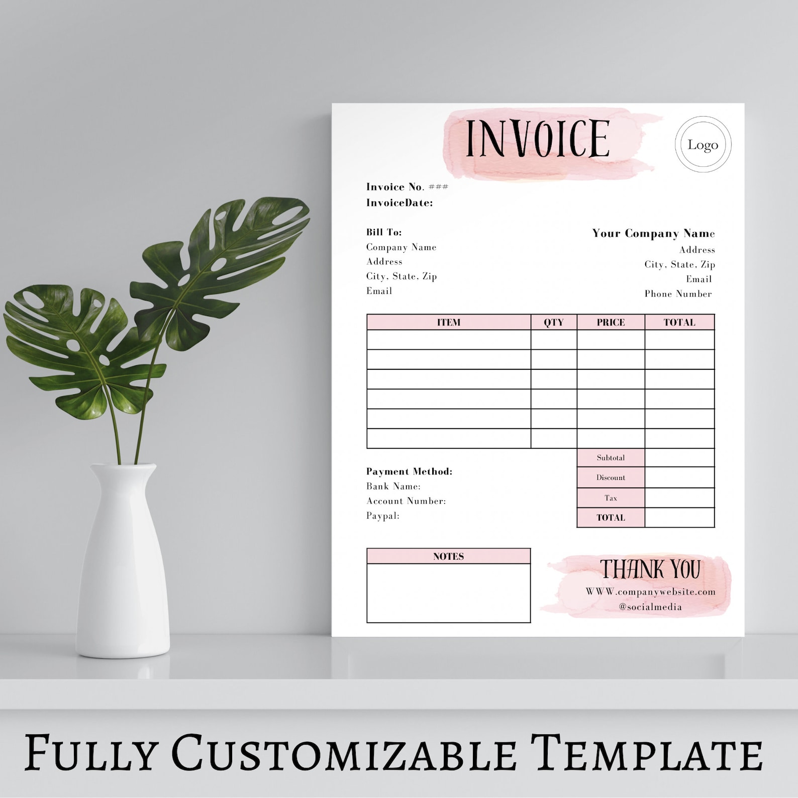 Invoice Template Download, Printable Invoice, Editable Invoice Template ...