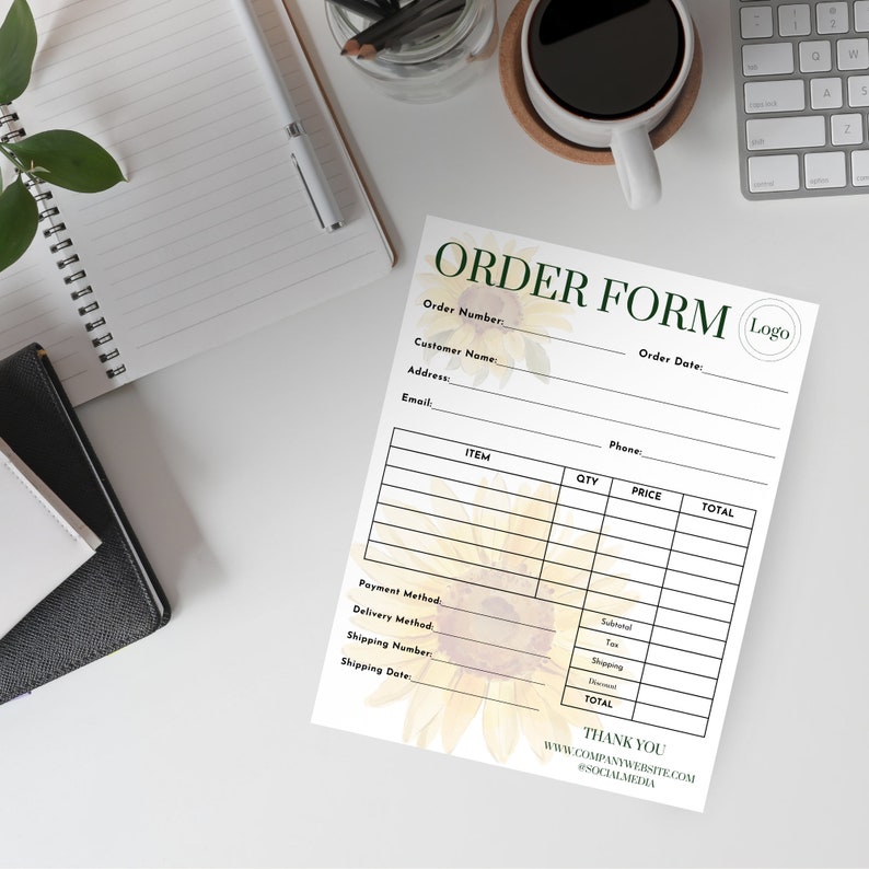Order Form Template, Printable Order Form, Order Form, Invoice Template ...