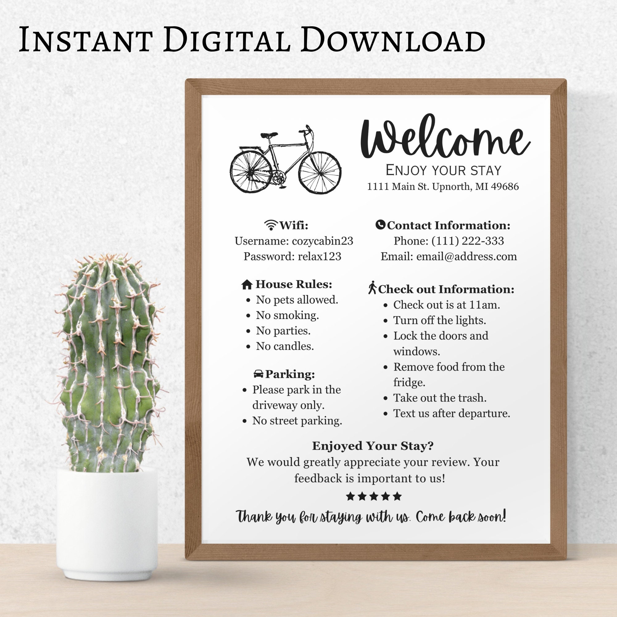 Airbnb Welcome Sign, Airbnb Template, Vacation Rental Printable, Airbnb ...