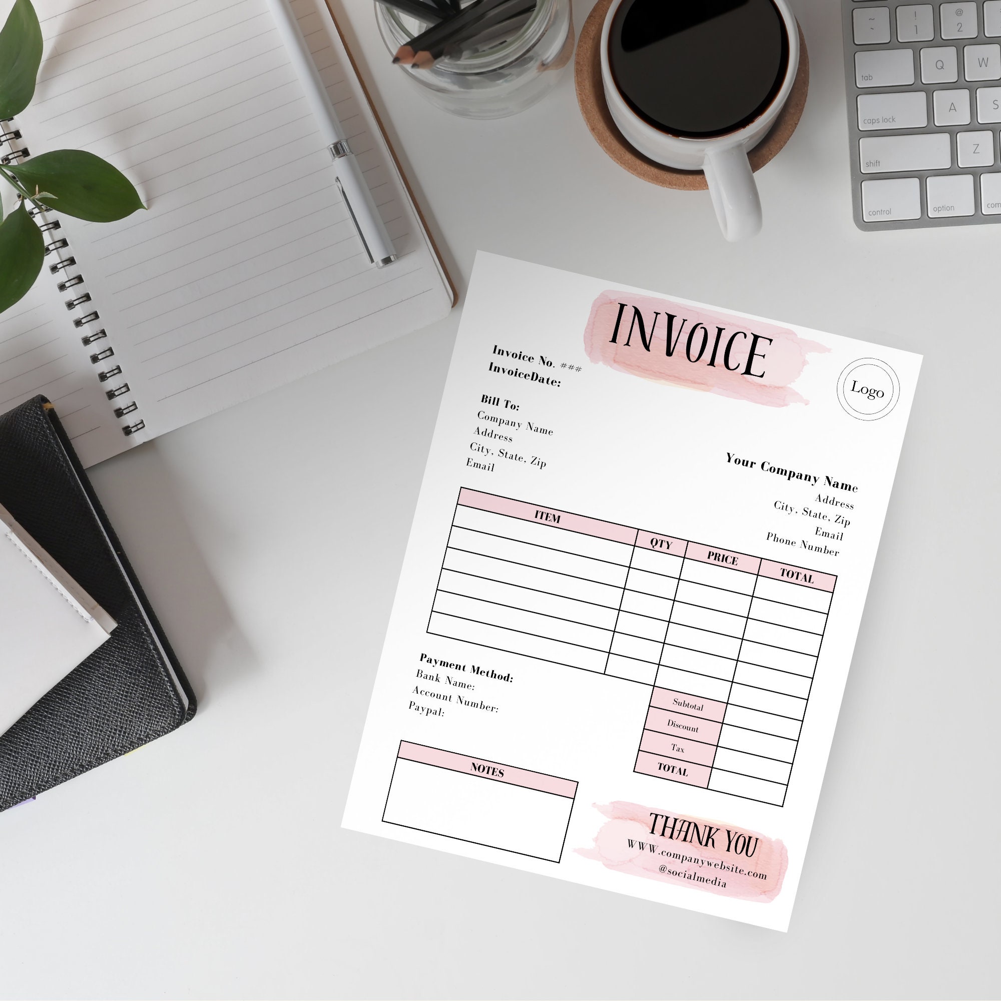 Invoice Template Download, Printable Invoice, Editable Invoice Template ...