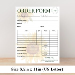 Order Form Template, Printable Order Form, Order Form, Invoice Template ...