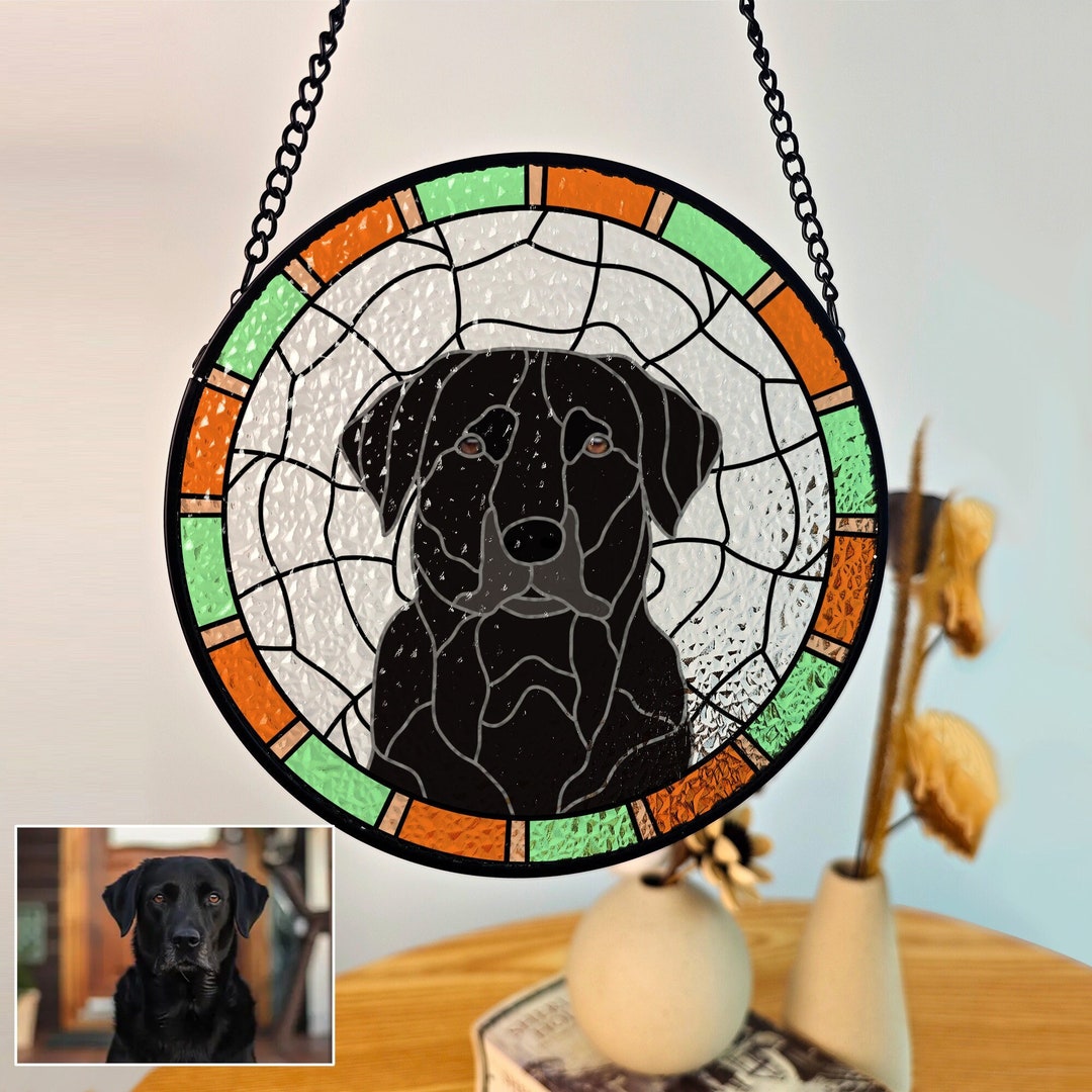 Custom Pet Stained Glass Memorial Gift, Dog Suncatcher, Custom Dog ...