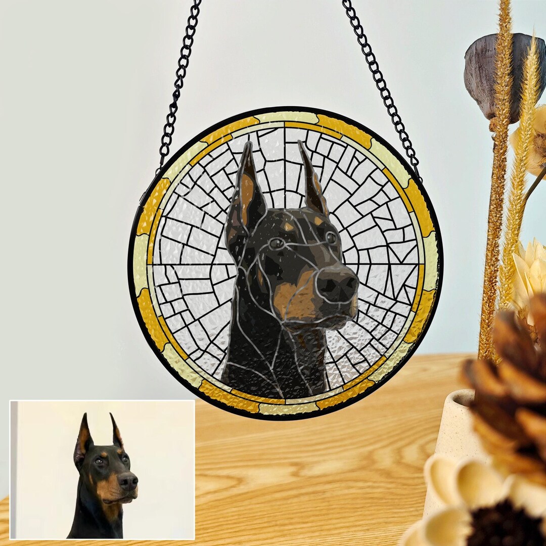 Custom Dog Portrait From Photo,custom Pet Stained Glass Memorial Gift ...