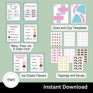Ice Cream Shop Pretend Play, Imaginative Play PDF Download, Shop Signs ...