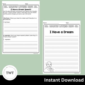 I Have a Dream Inspirational Activity - Martin Luther King Jr. Day - Etsy