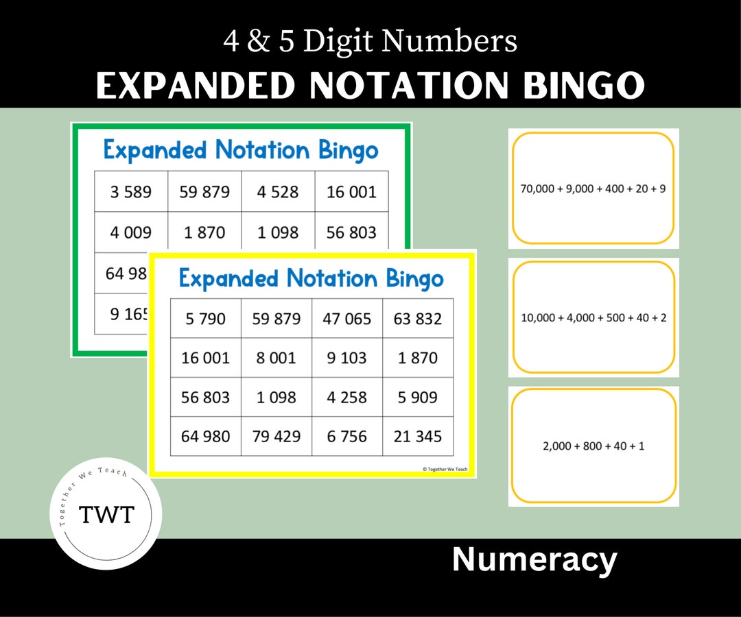 Expanded Notation Bingo - Etsy