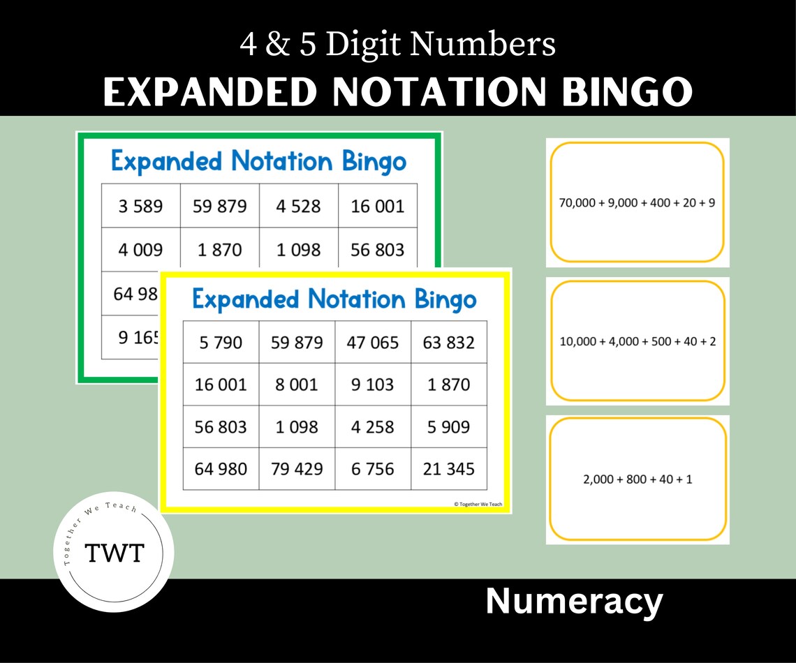 Expanded Notation Bingo - Etsy