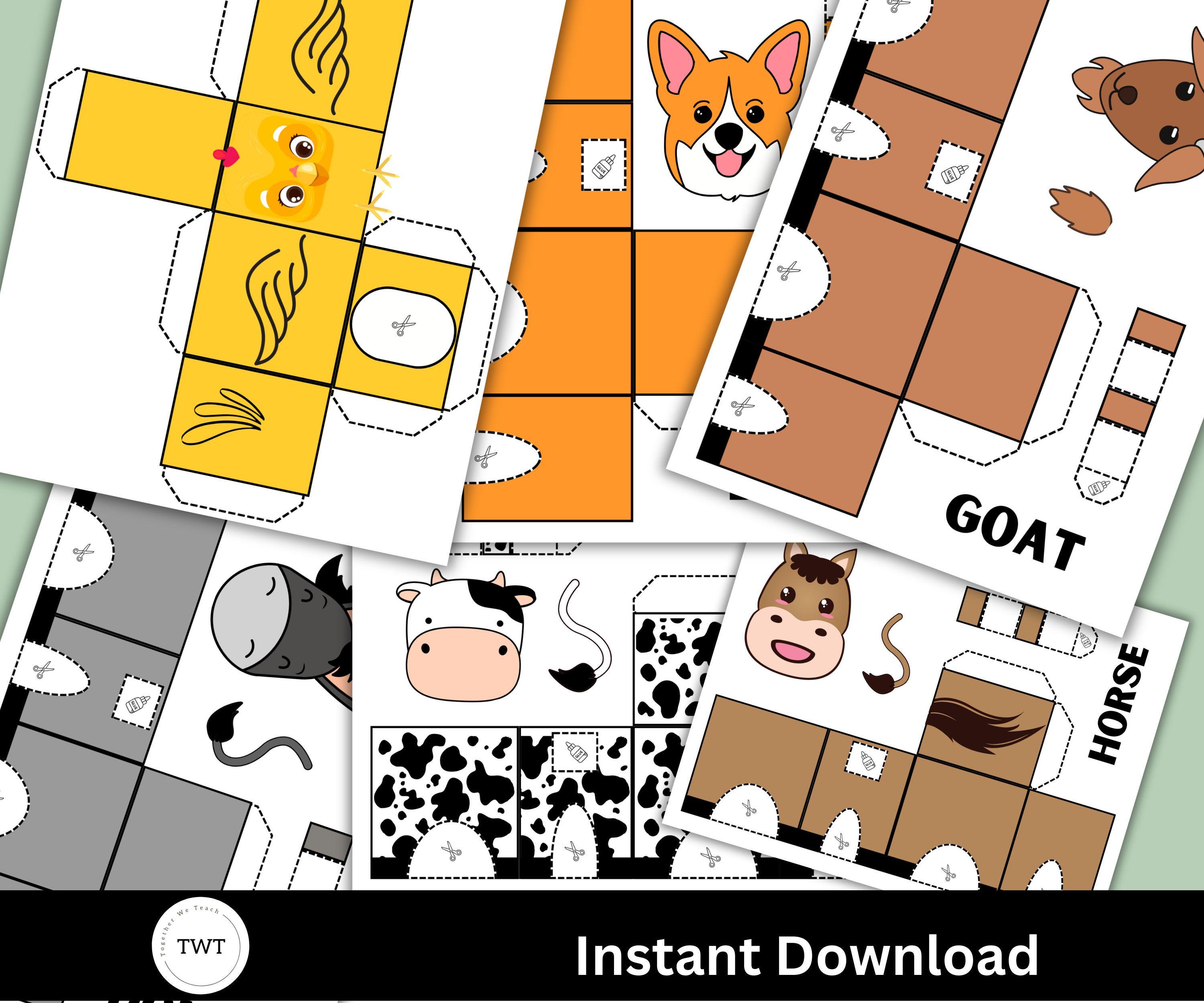 3D Farm Animals Paper Craft Activity - 10 Different Farm Animals - Etsy