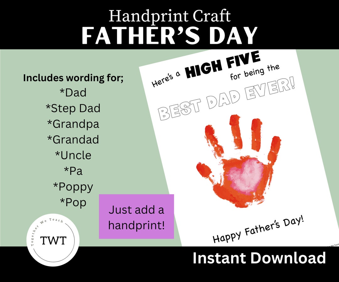 High Five Father's Day Handprint Poem - Uncle, Grandad, Grandpa, Poppy ...