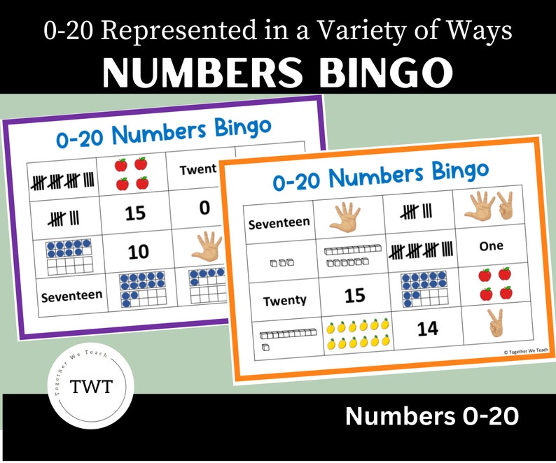 0-20 Number Bingo - Representing Numbers in a Variety of Ways - Etsy