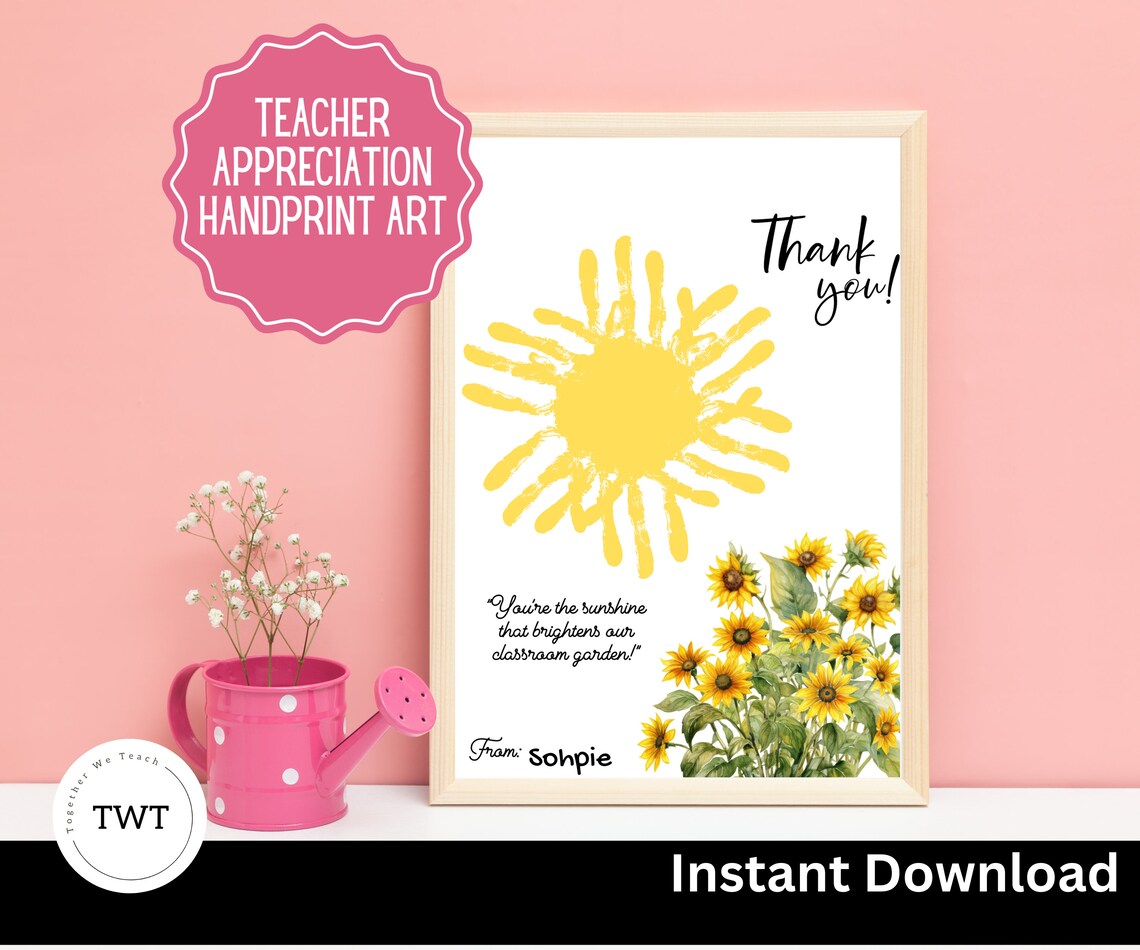 Teacher Appreciation Handprint Art Activity - Etsy