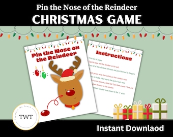 Christmas Pin the Tail Party Game Printable, Pin the Scarf on the ...