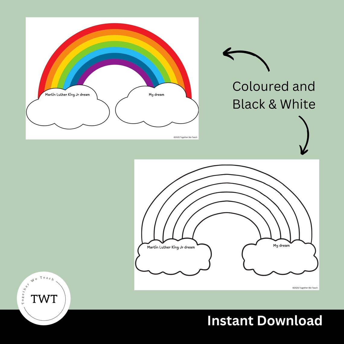I Have a Dream Rainbow Reflection Activity - Martin Luther King Jr. Day ...