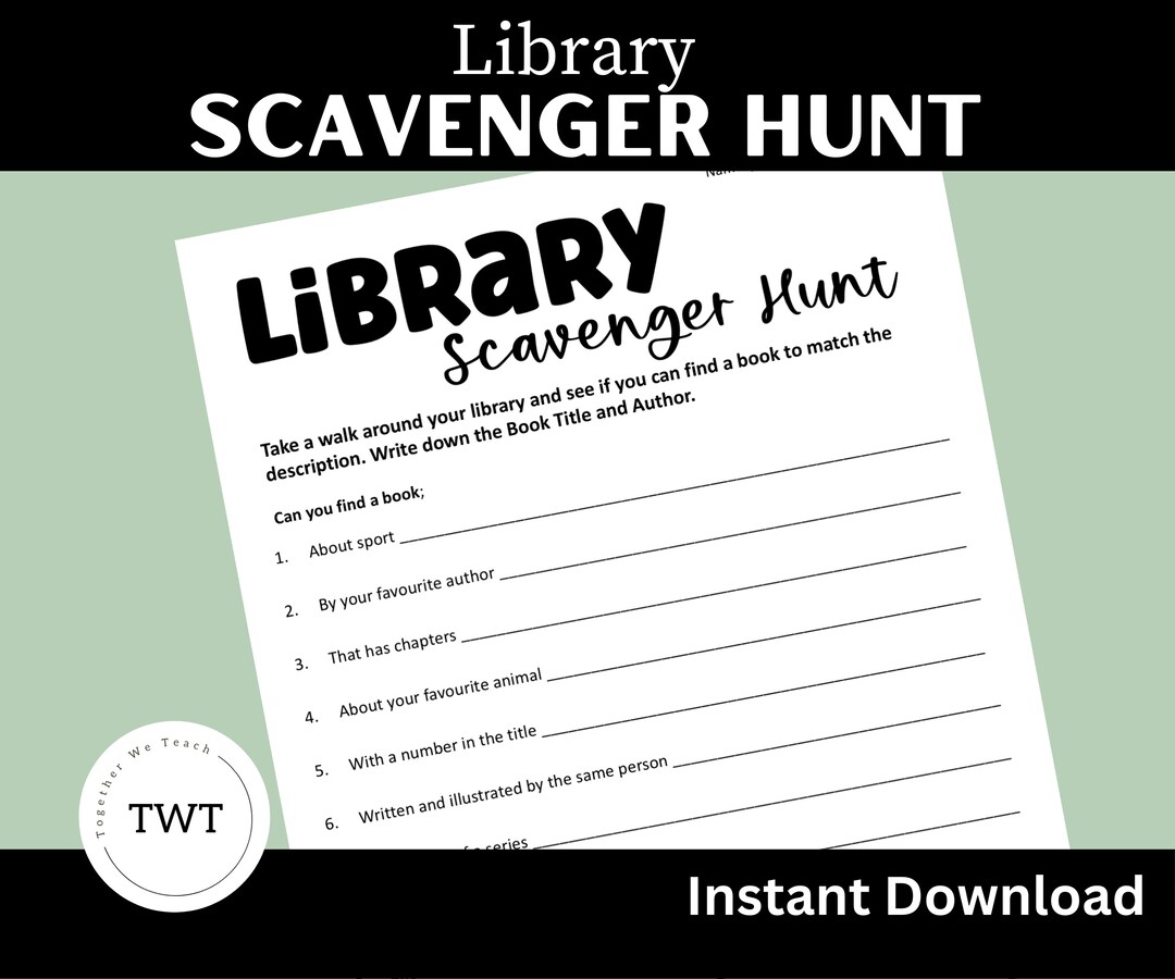 Library Scavenger Hunt Activity - Etsy