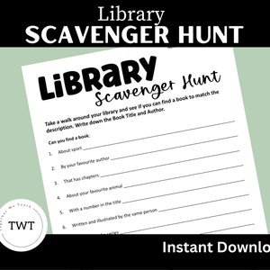 Library Scavenger Hunt Activity - Etsy
