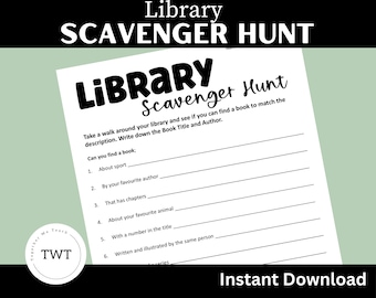 School Library Scavenger Hunt Printable | 1-page Orientation Activity ...