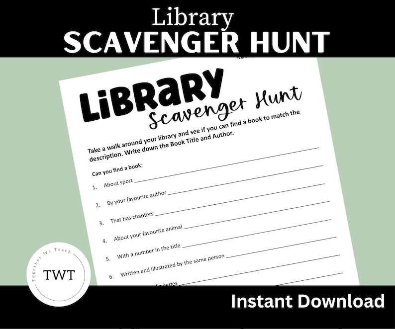 Library Scavenger Hunt Activity - Etsy