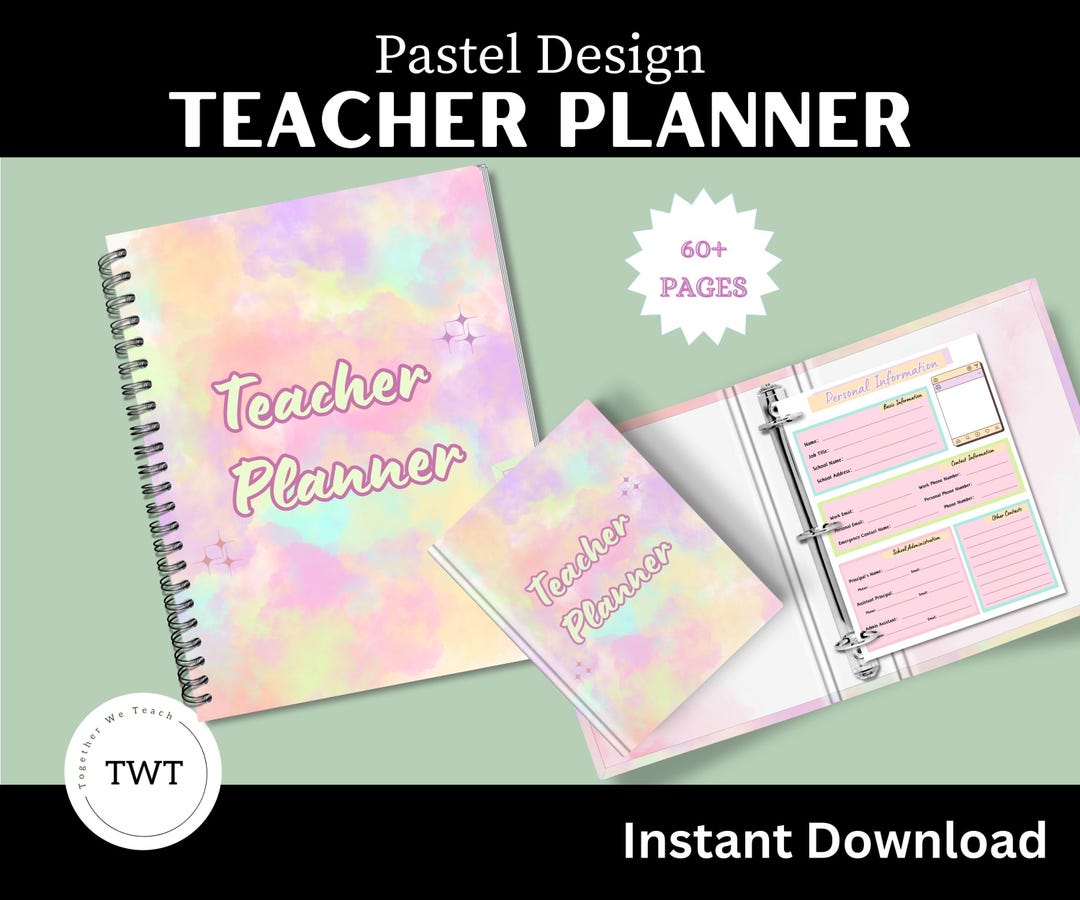 Teacher Planner - Pastel Design- Printable -organising Teachers - Etsy