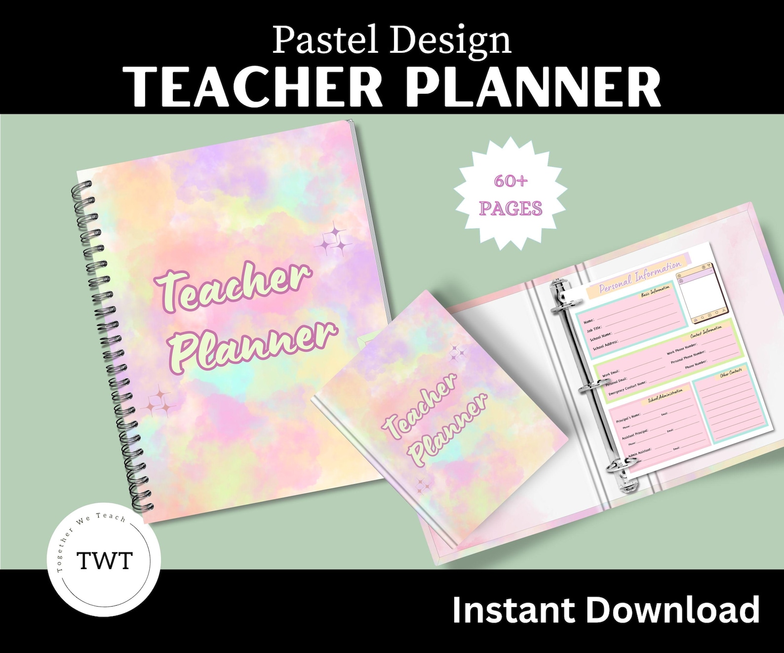 Teacher Planner - Pastel Design- Printable -organising Teachers - Etsy