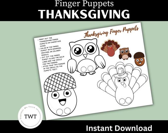 Printable Turkey Puppet Coloring Activity | Fun Kids Craft for ...