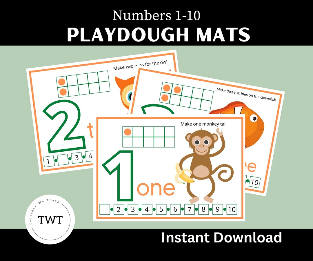 Number 1-10 Playdough Mats - Etsy