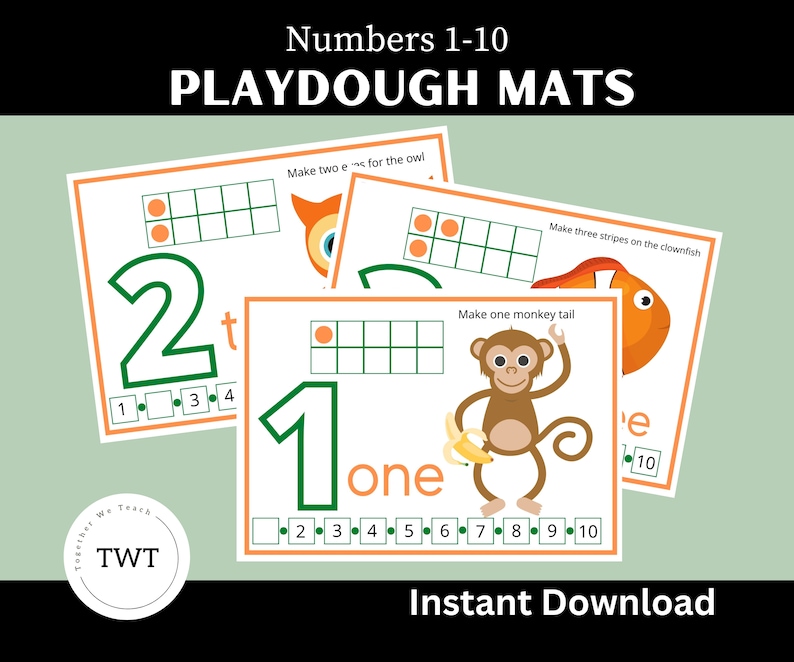 Number 1-10 Playdough Mats - Etsy