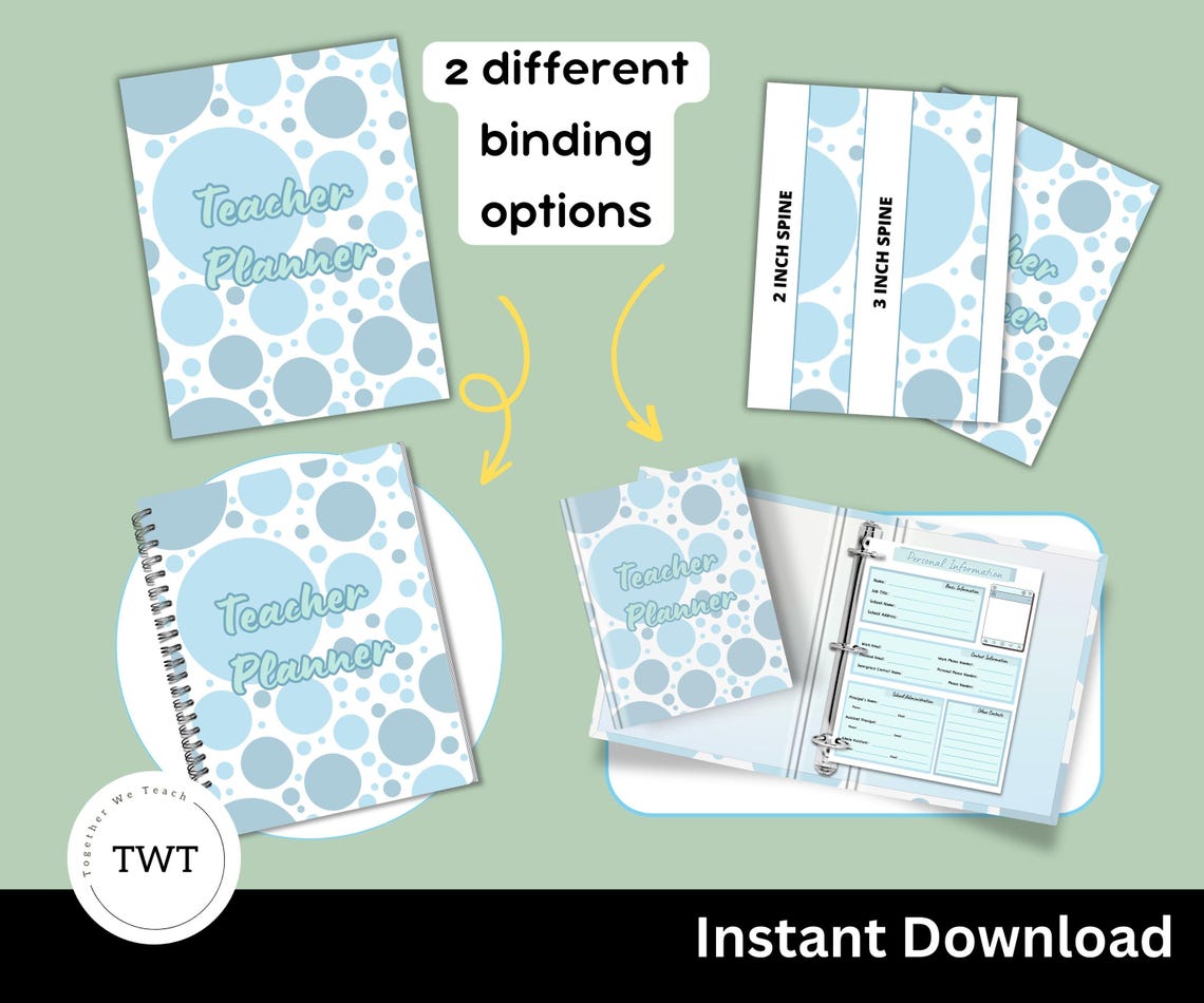 Teacher Planner - Blue Design- Printable -organising Teachers - Etsy