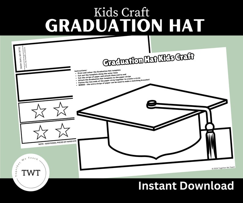 Graduation Hat Printable Kids Craft DIY - Etsy