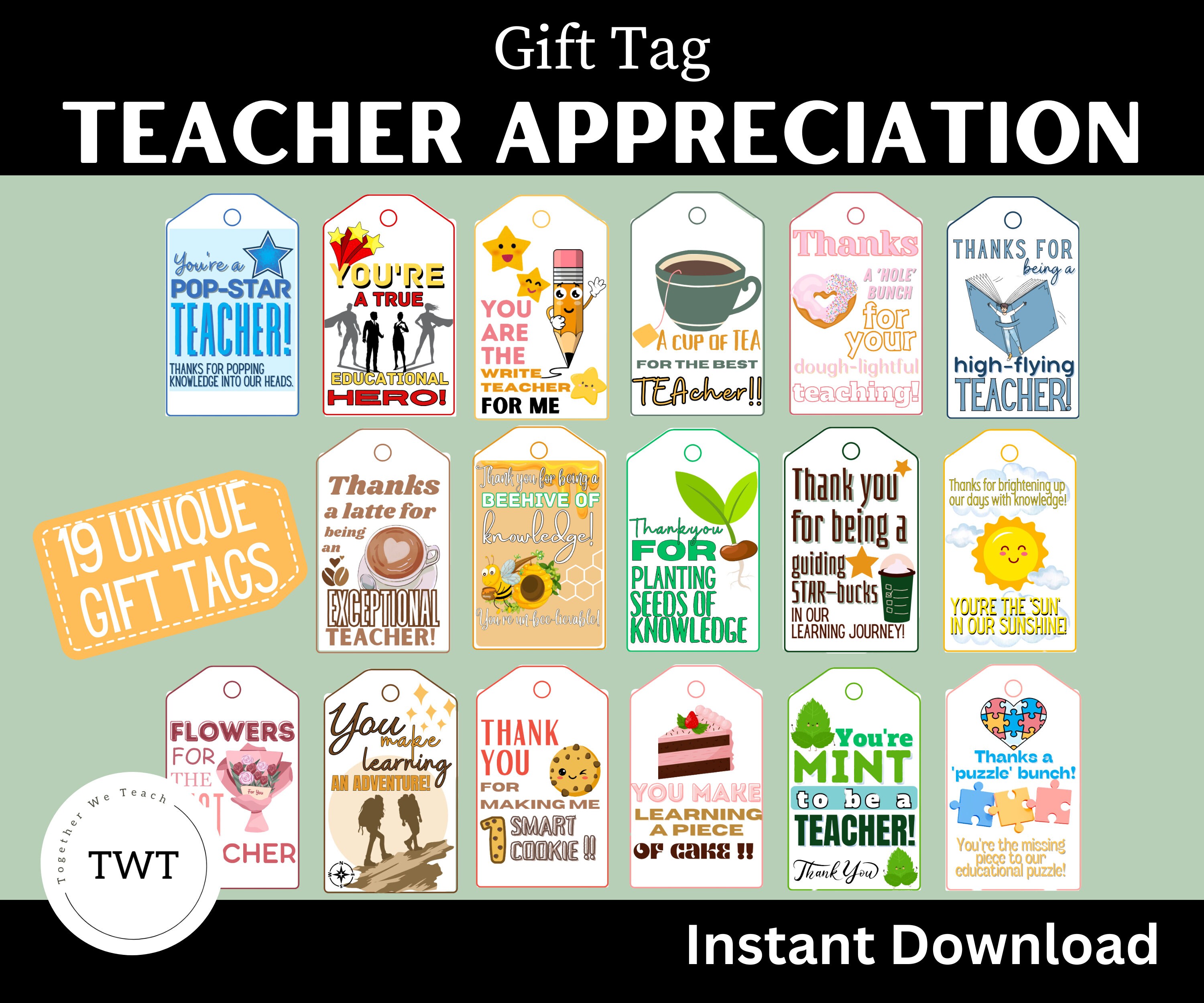 Teacher Appreciation Printable Gift Tags - Etsy