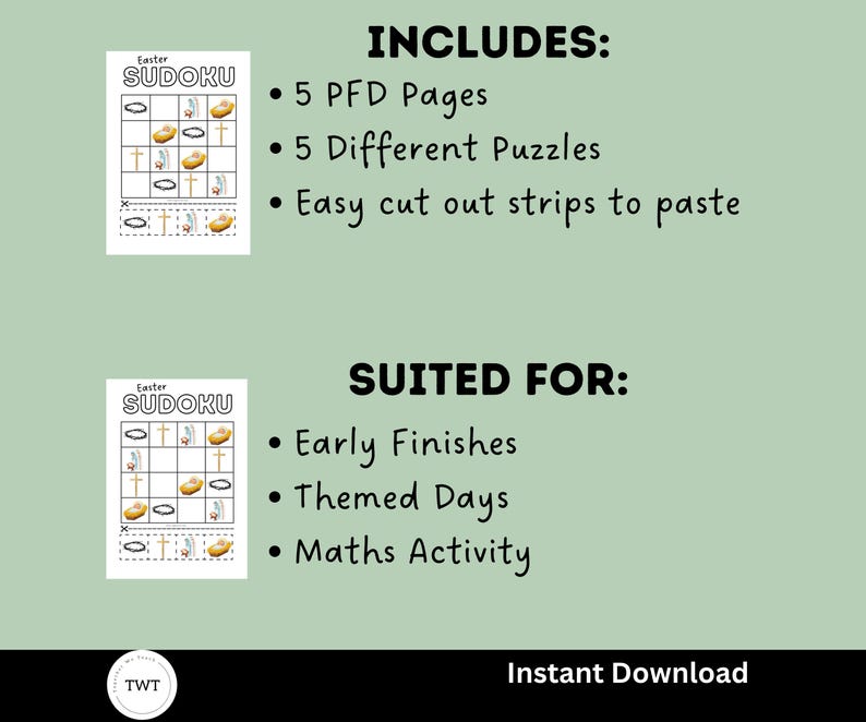 Easter Sudoku Activity, Cut and Paste Pictures, Religious Images - Etsy