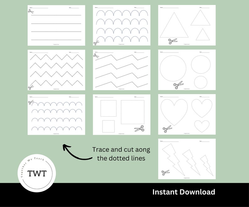 Tracing and Scissor Skills Sheets - Etsy