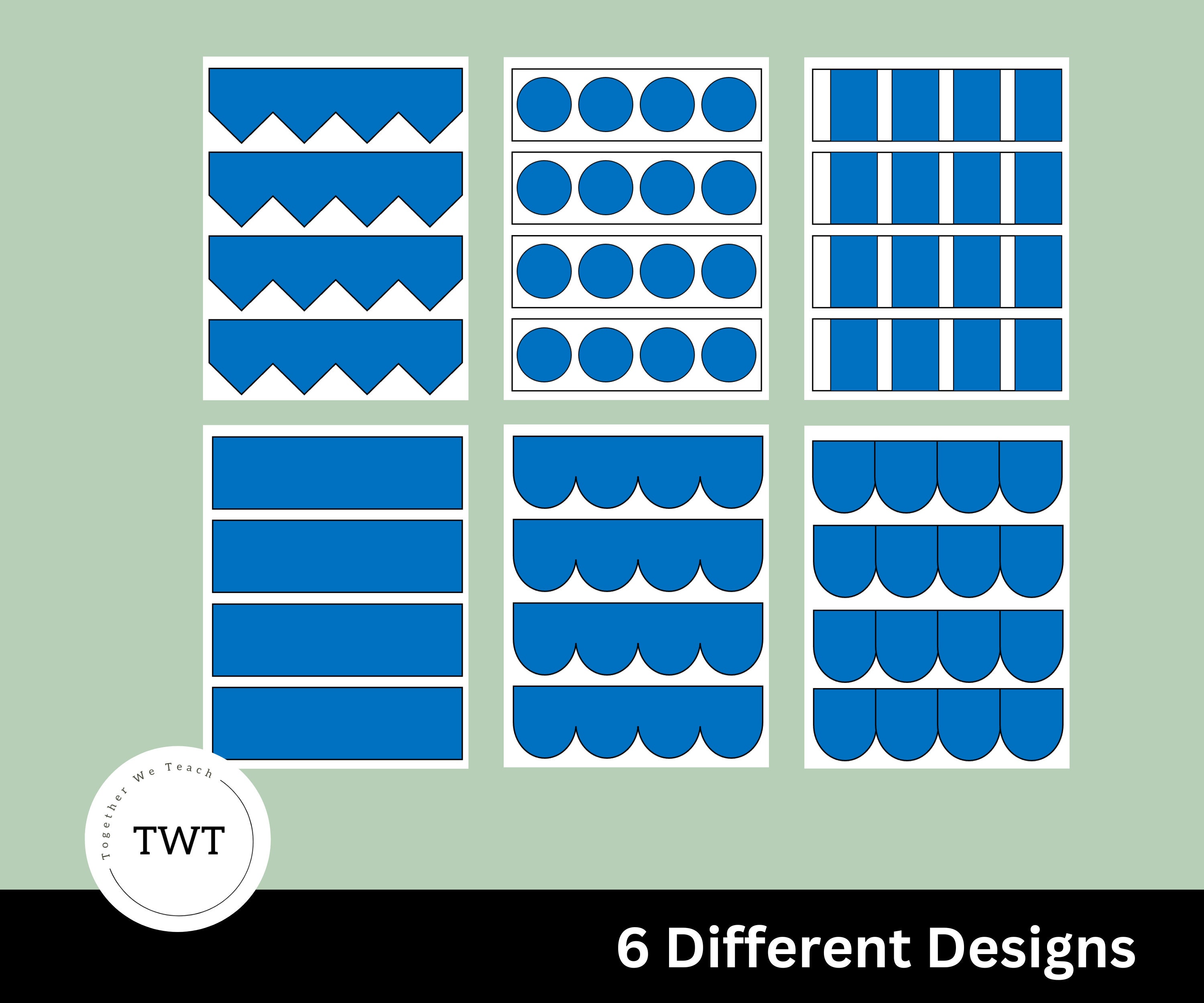 Classroom Decor - Blue Borders, 4 Shades of Blue, 6 Designs, Great for ...