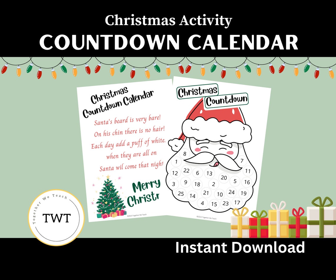 Santa Christmas Countdown Calendar - Etsy