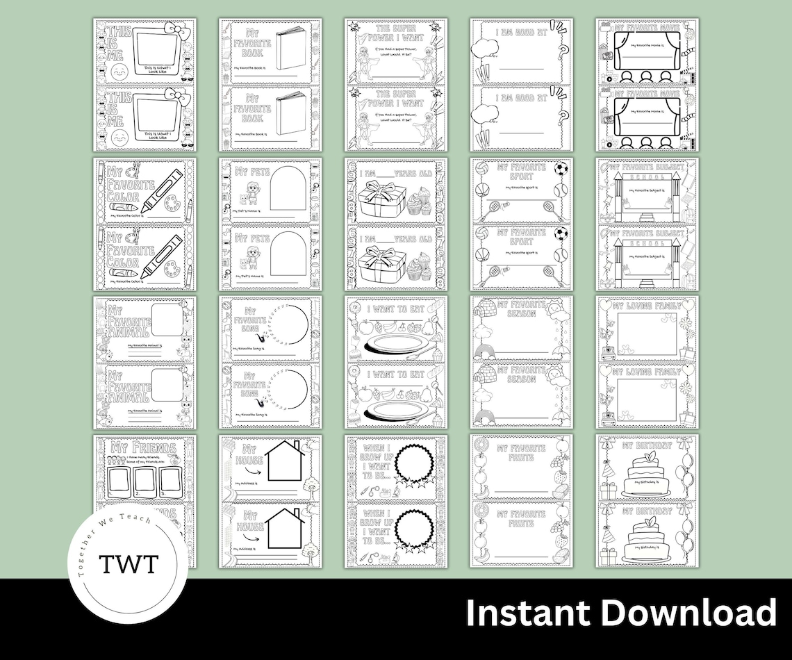 All About Me Mini Book - Etsy