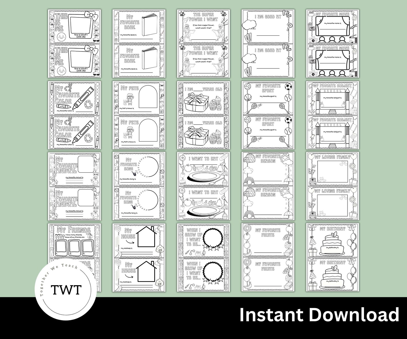 All About Me Mini Book - Etsy