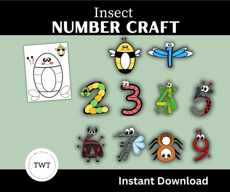 Insect Number Craft, Numbers 1 - 9 - Etsy