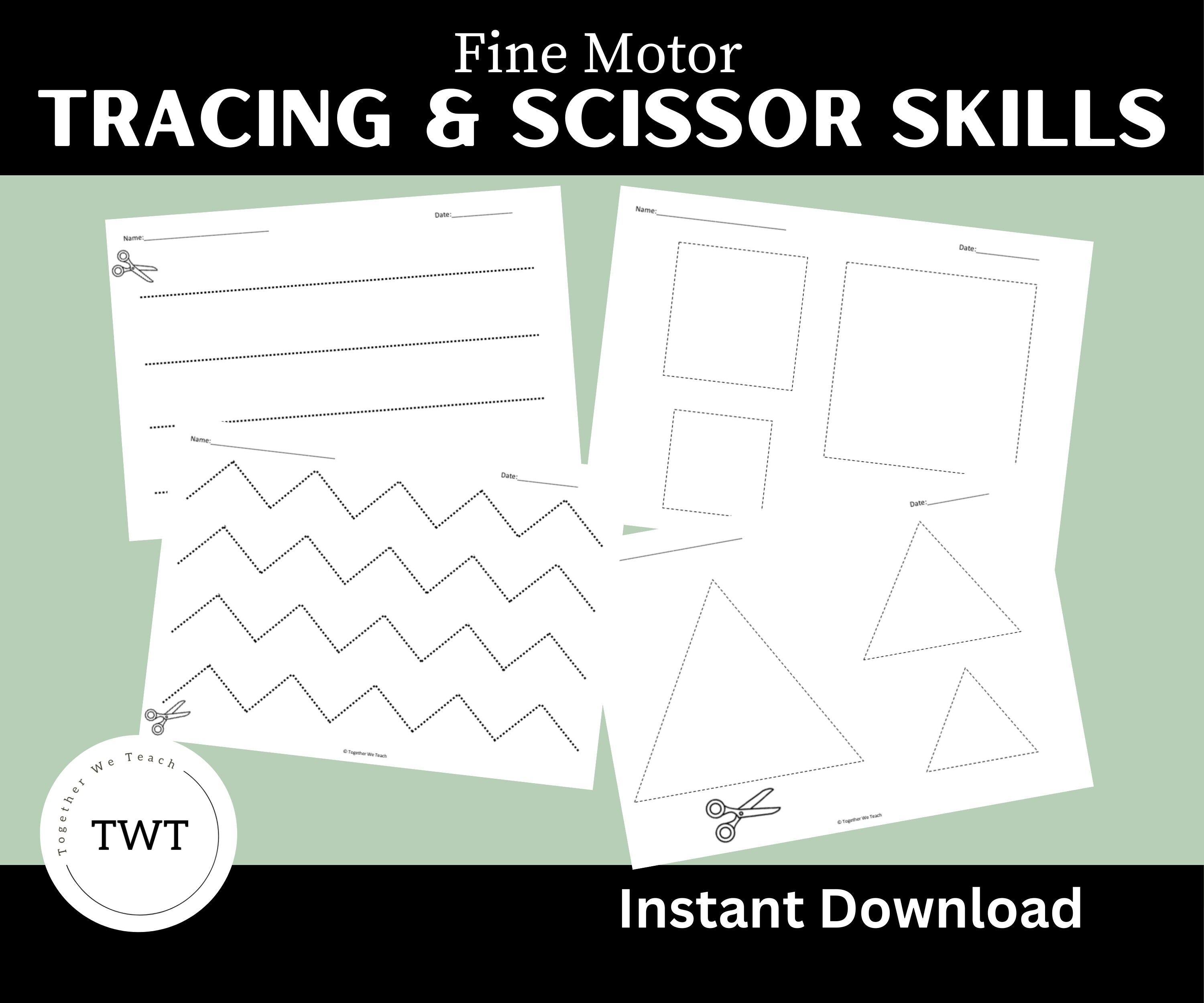 Tracing and Scissor Skills Sheets - Etsy