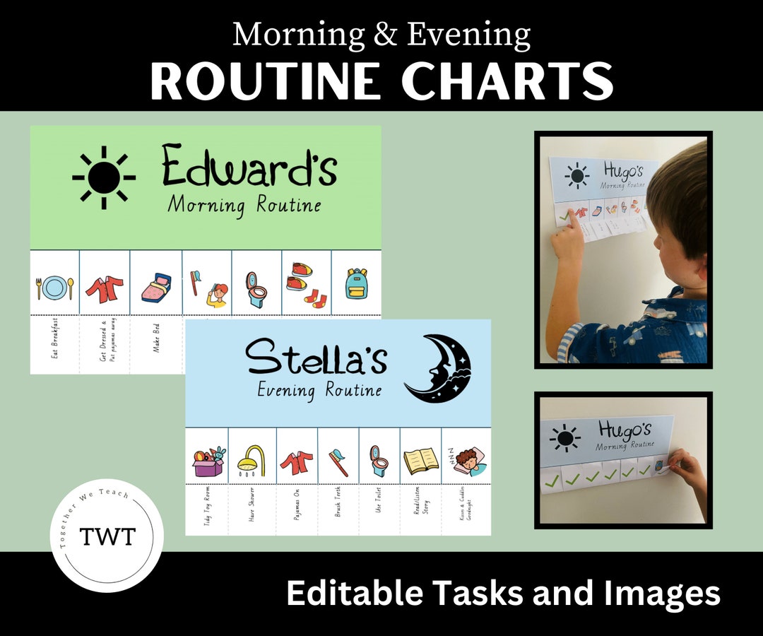 Daily Routine Charts for Kids - Interactive With Visual Support - Etsy