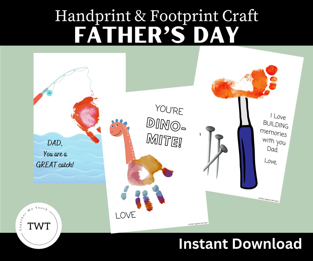 Father's Day Handprint Footprint Art Printable - Etsy