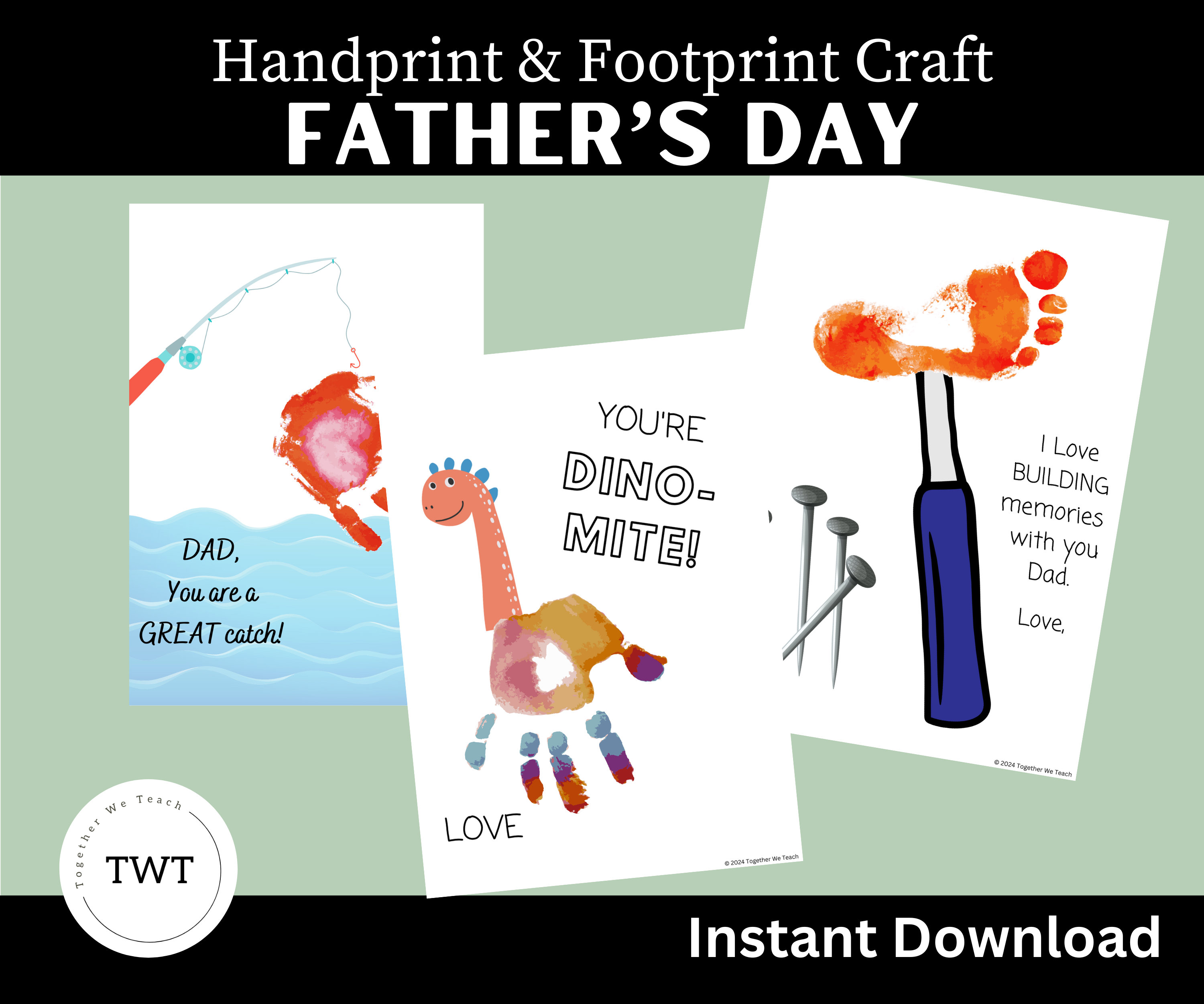 Father's Day Handprint Footprint Art Printable - Etsy