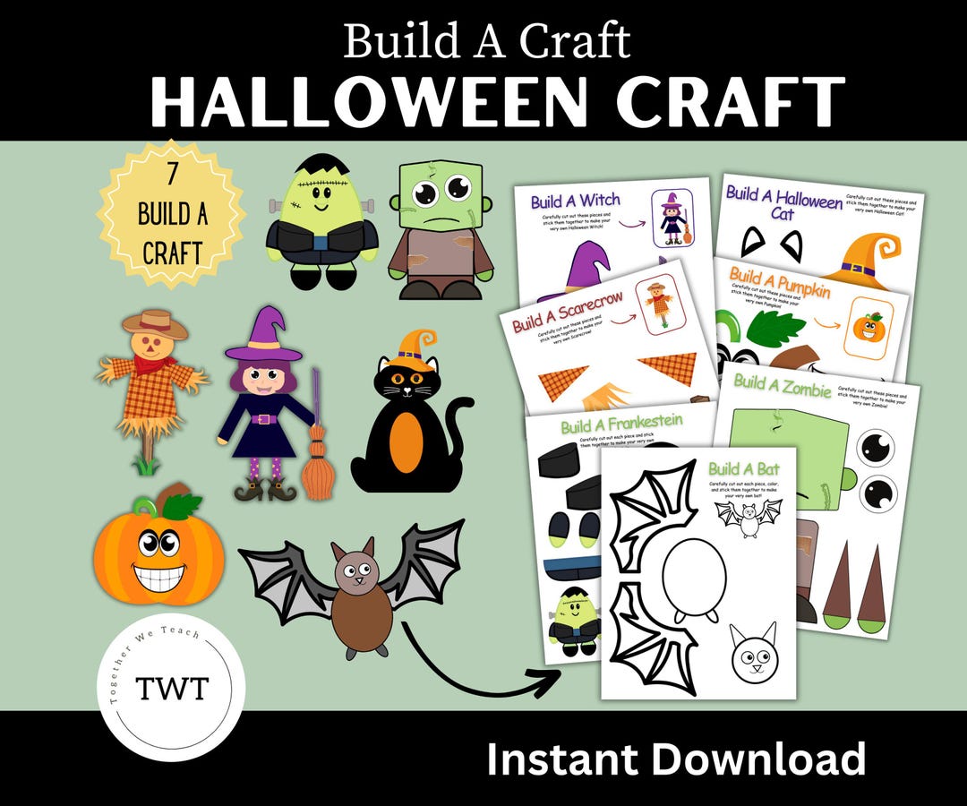 Halloween Craft Activity Bundle, 7 Different Activities, Build to ...